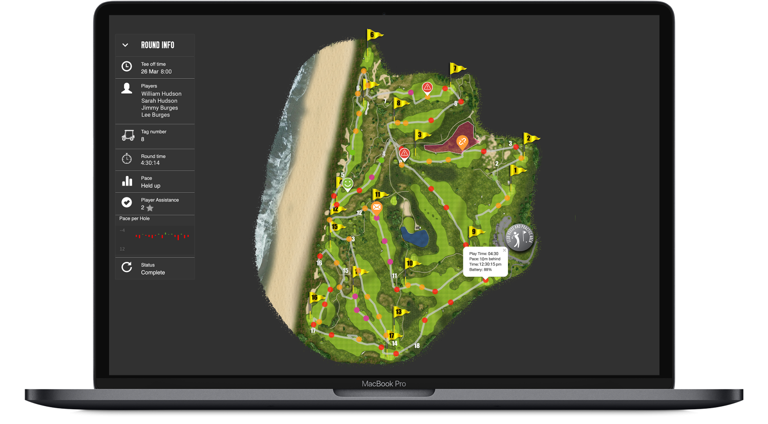 Using golf cart GPS systems to optimize on-course operations