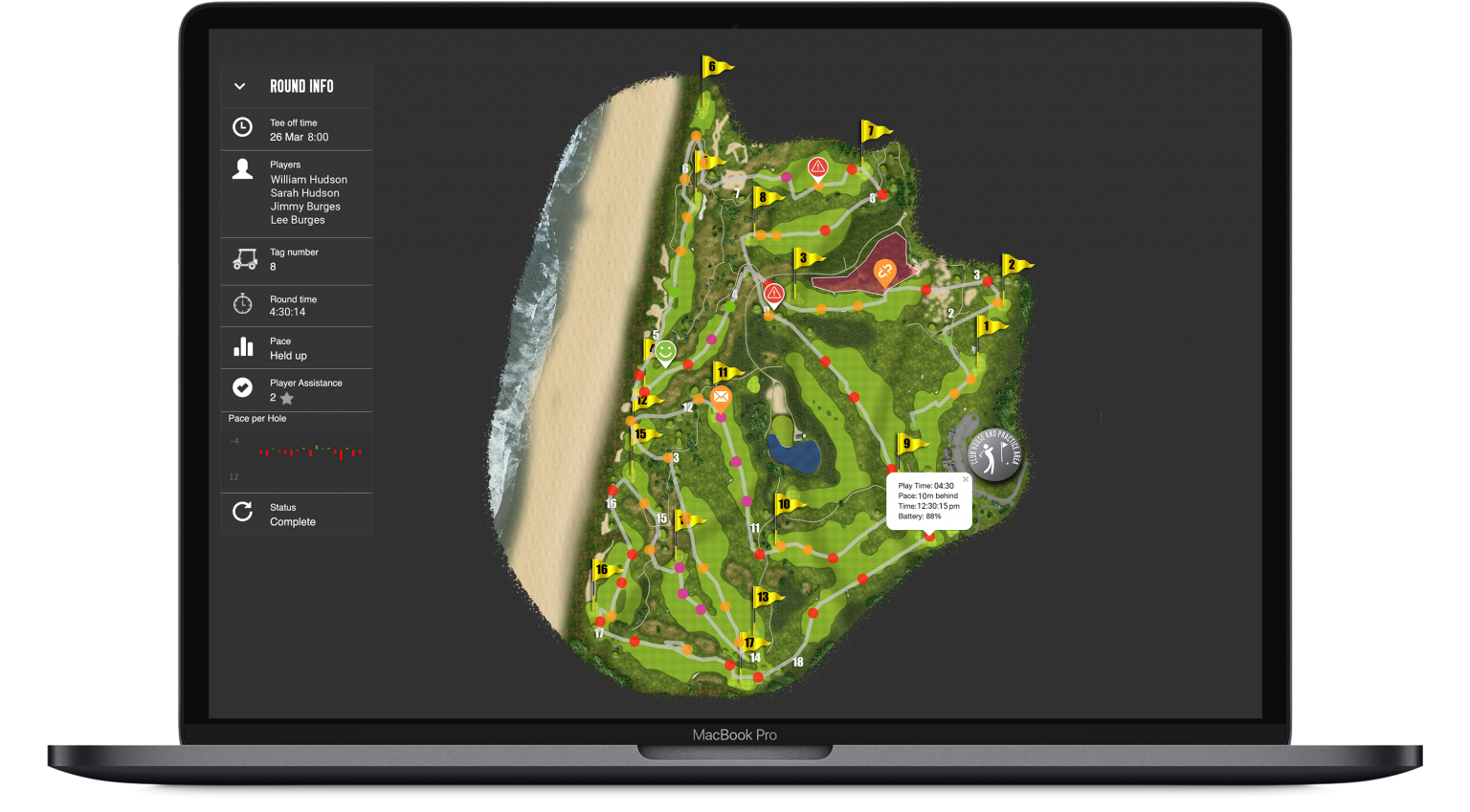 Using golf cart GPS systems to optimize on-course operations