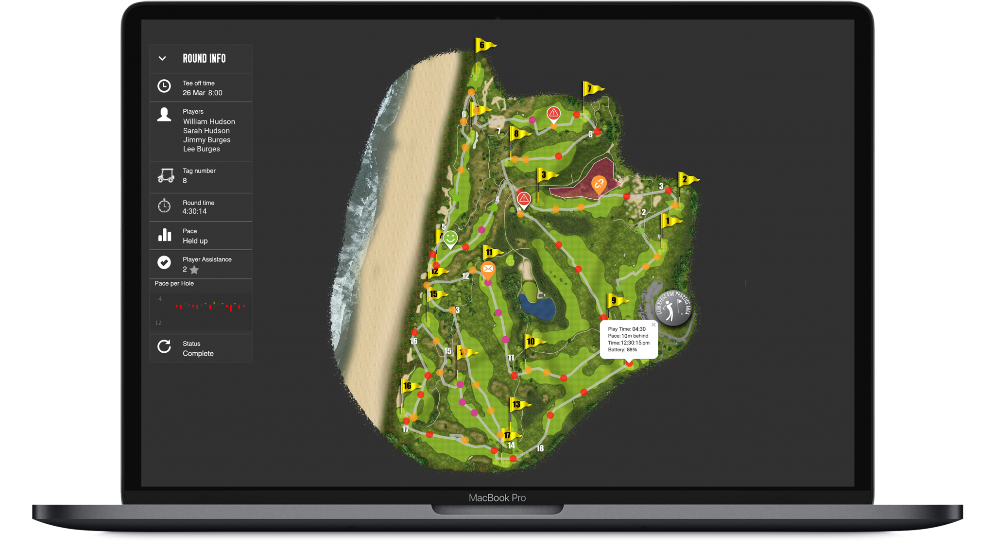 Using golf cart GPS systems to optimize on-course operations